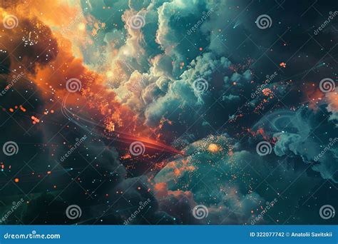 A Colorful Abstract Depiction Of Cloud Computing Featuring Data Processing And Ai Operations