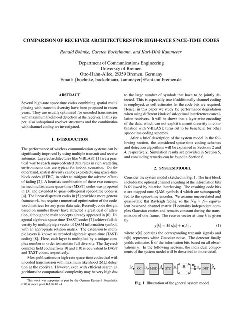 Pdf Comparison Of Receiver Architectures For High Rate Space Time Codes