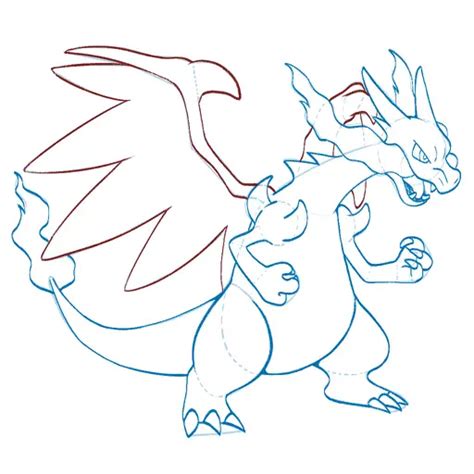 How To Draw Mega Charizard Anime Character Step By Step