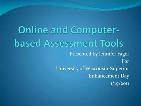 Ppt Online And Computer Based Assessment Tools Powerpoint Presentation Id4100027