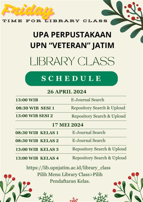 Jadwal Library Class Perpustakaan