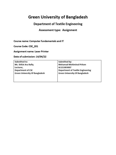Cse Assignment Pdf Printer Computing Computing