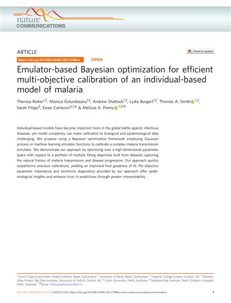 Pdf Emulator Based Bayesian Optimization For Efficient Multi Objective Calibration Of An