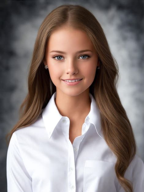 Premium Ai Image Portrait Beautiful American Girl Wearing White Work