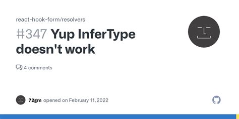 yup infertype doesn t work · issue 347 · react hook form resolvers