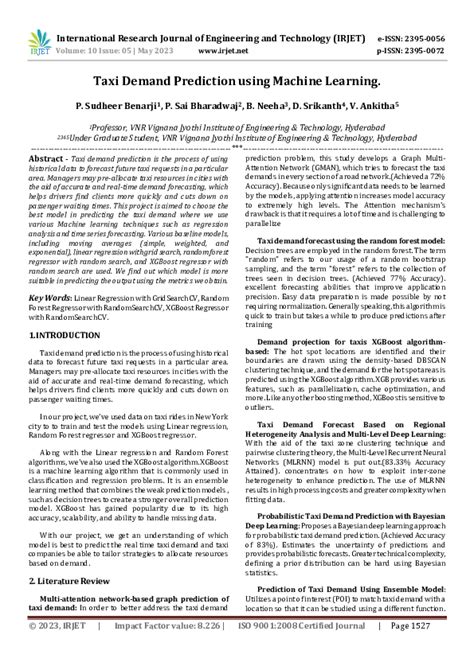 Pdf Taxi Demand Prediction Using Machine Learning