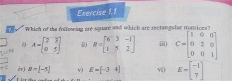 Solved Exercise 1 1 Which Of The Following Are Square And Which Are