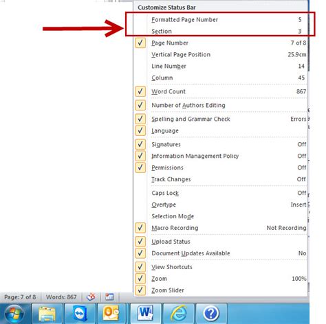 Solved Word 2010 Vba Code To Show Sections And Formatted Page Number
