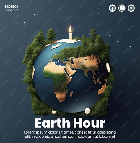 Premium Psd Flyer Template With Earth Hour Illustration