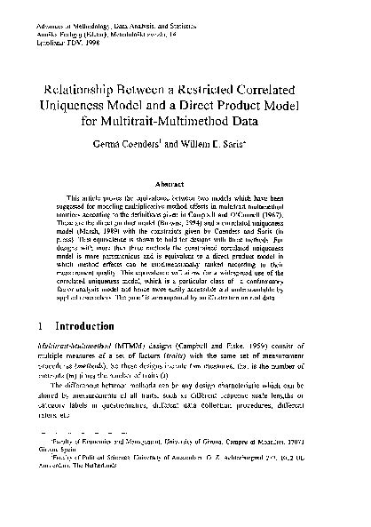 Pdf Relationship Between A Restricted Correlated Uniqueness Model And