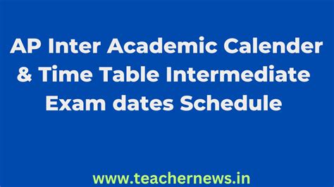 AP Inter Academic Calendar Time Table Intermediate Exam Schedule