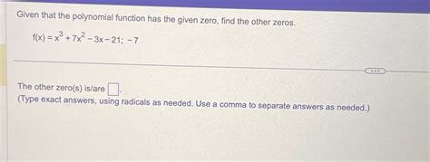 Solved Given That The Polynomial Function Has The Given