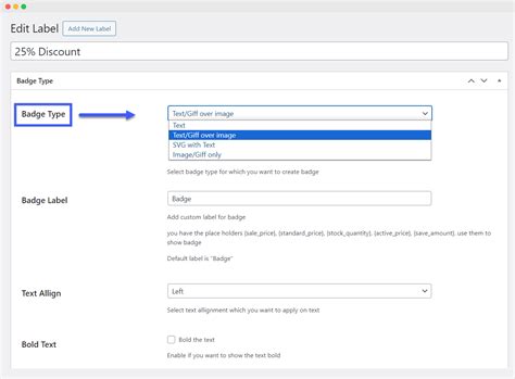 How To Add Product Labels For Text Image Svg With Text And Text Over Image Documentation