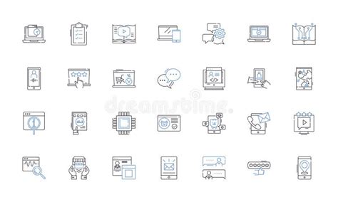 Cybersecurity Defense Line Icons Collection Firewall Encryption