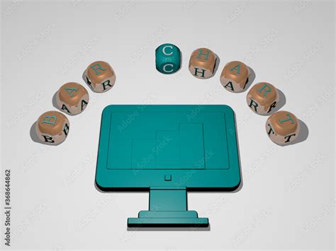 3d graphical image of bar chart vertically along with text built around