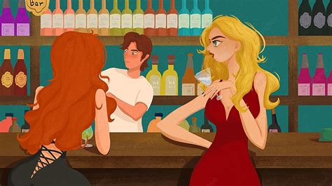 Bar Sexy Beauty Handsome Style Street Theme Retro Illustration Poster Bar Beauty Handsome Guy