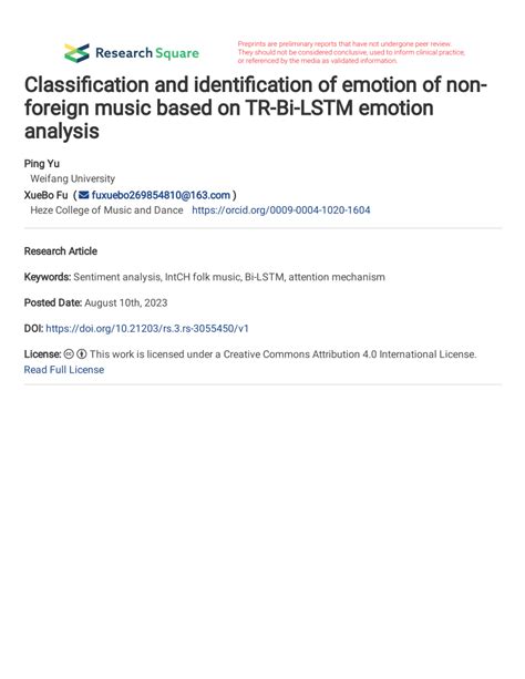 Pdf Classification And Identification Of Emotion Of Non Foreign Music