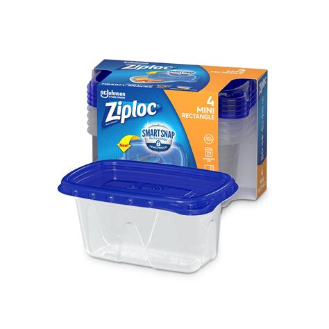 Brandclub Ziploc® Brand Food Storage Containers Smart Snap Technology Mini Rectangle 4 Ct