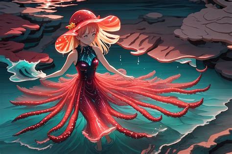 Premium Ai Image Cute Octopus Anime Manga Girl Illustration