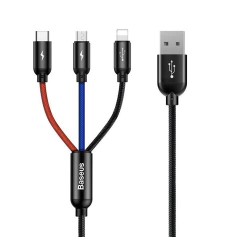 Baseus Three Primary Cm Short Usb To M L C Nylon Braid A Cable Baseus Colombo