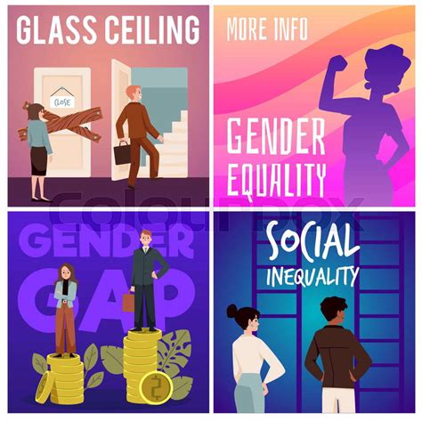 Posters Set With Concepts Of Gender Gap Social Inequality A Colourbox