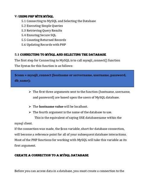 Php Database Notes Pdf Databases Php