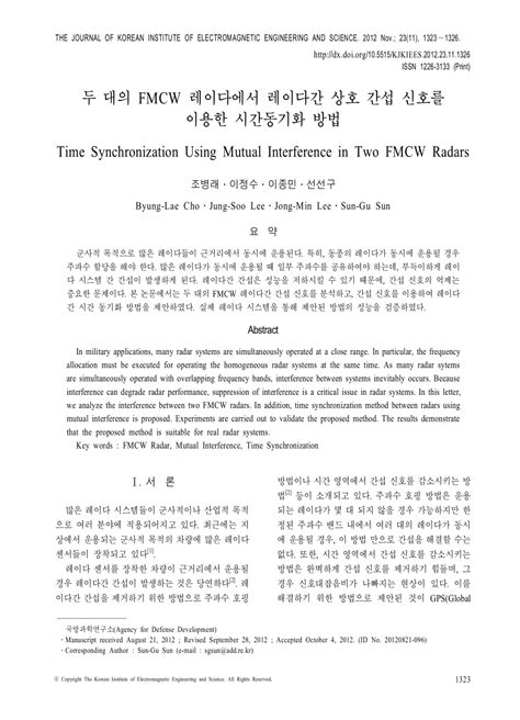 Pdf Time Synchronization Using Mutual Interference In Two Fmcw Radars