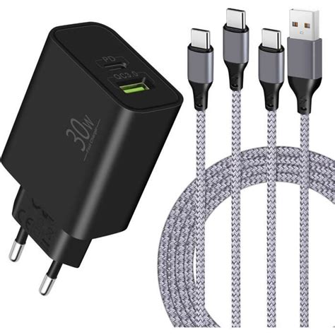 Chargeur Usb C W Et X C Bles Type C M Pr Ports Avec Pd Qc Embout Chargeur Rapide