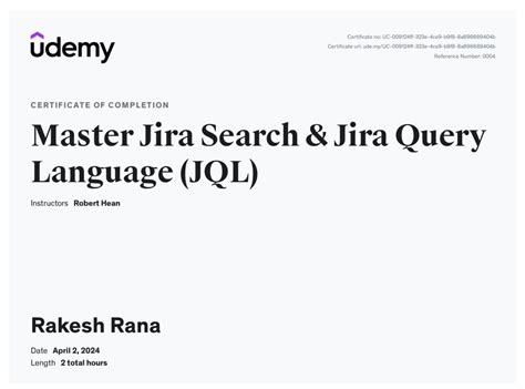Ive Successfully Completed The Master Jira Search And Jira Query Language Jql Course On Udemy