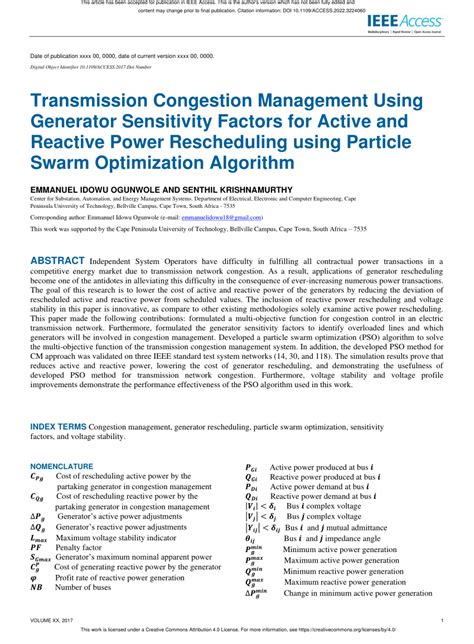 Pdf Transmission Congestion Management Using Generator Sensitivity Factors For Active And