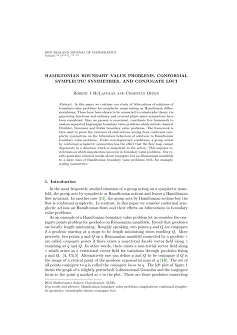 Pdf Hamiltonian Boundary Value Problems Conformal Symplectic Symmetries And Conjugate Loci