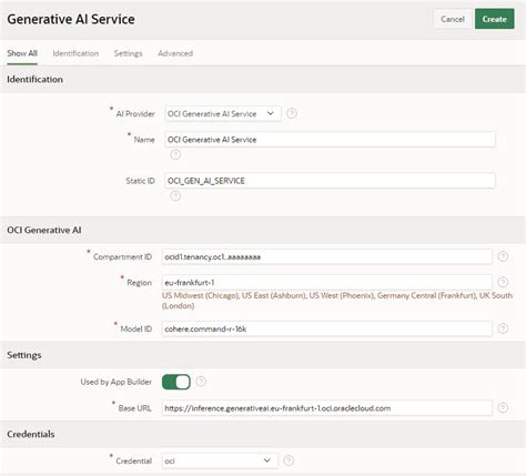 Configuring The Oci Generative Ai Service In Apex