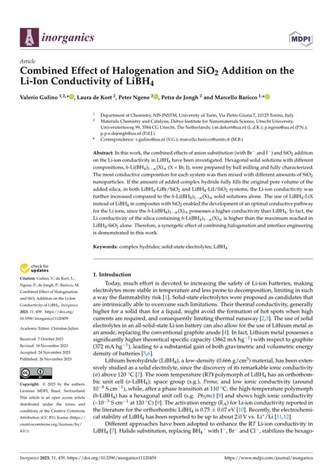 Pdf Combined Effect Of Halogenation And Sio2 Addition On The Li Ion Conductivity Of Libh4