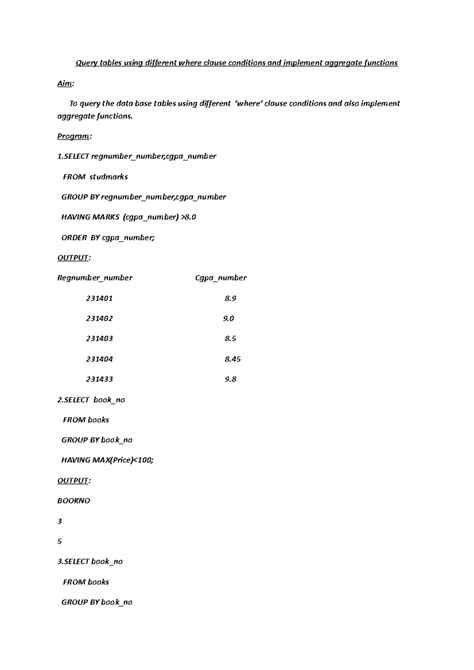 Dbms 2 Query Tables Using Different Where Clause Conditions And