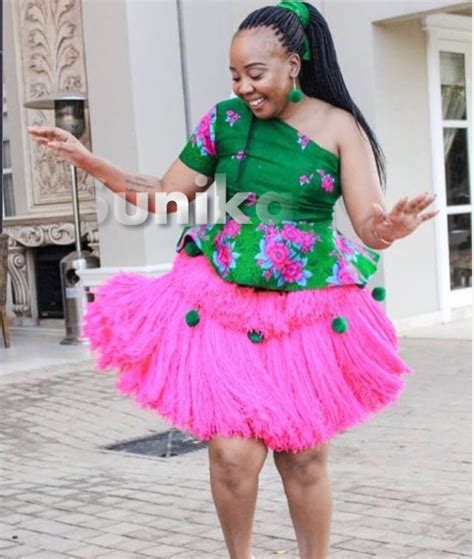 Beautiful Tsonga Dress Green And Pink Traditional African Clothing African Traditional Wear