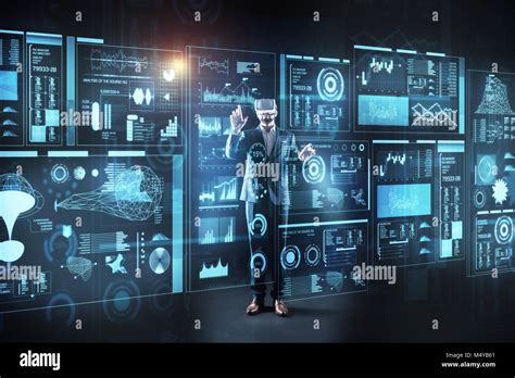 Curious Programmer Standing In Front Of A Screen In Virtual Reality