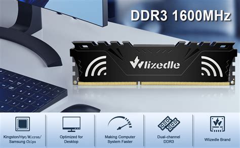 Ddr3 Mémoire Ram 16go Kit 2x8go 1600mhz Cl11 Udimm Wlizedle Module De Mémoire Pc3 12800 240