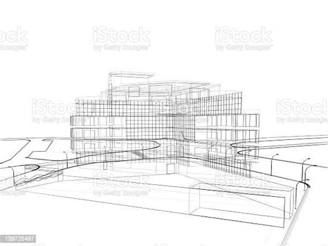 3 D 렌더링 와이어 프레임 레이아웃 원근 보기 건축에 대한 스톡 사진 및 기타 이미지 건축 건설 산업 스케치 Istock