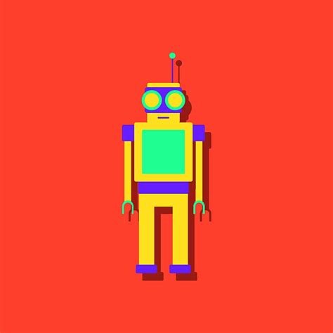 벡터에 안테나와 평면 아이콘 디자인 로봇 장난감 Ai Eps Uidownload