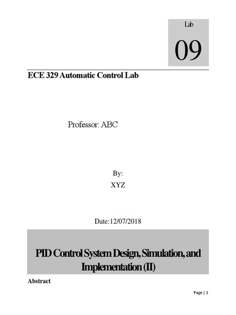 pid control system design simulation and implementation ii