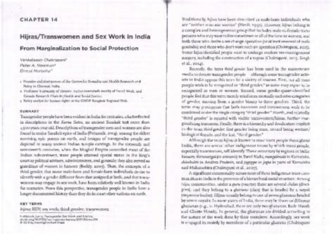 Pdf Hijrastranswomen And Sex Work In India From Marginalization To Social Protection