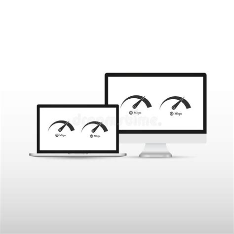 Laptop With Speed Test On The Screen Vector Illustration Stock Vector Illustration Of High