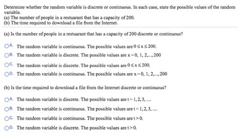 Solved Determine Whether The Random Variable Is Discrete Or