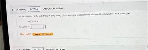 Find Two Functions F And G Such That Fg X H X Chegg Com