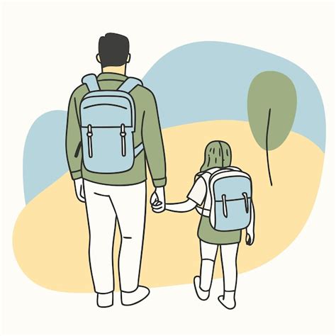 A Man And A Girl Holding Hands And Walking In The Park Premium Ai Generated Vector