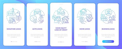 Loans Types Blue Gradient Onboarding Mobile App Screen Banking Service