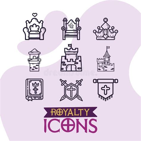 Set Of Royalty Icons Medieval Era Vector Stock Vector Illustration Of