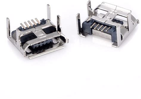 10x Micro Usb Type B Female 5 Pin Smd Horns 4 Legs Dip Ejector Socket