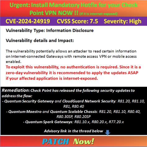 Urgent Apply The Updates To Check Point Vpn To Mitigate Cve 202424919