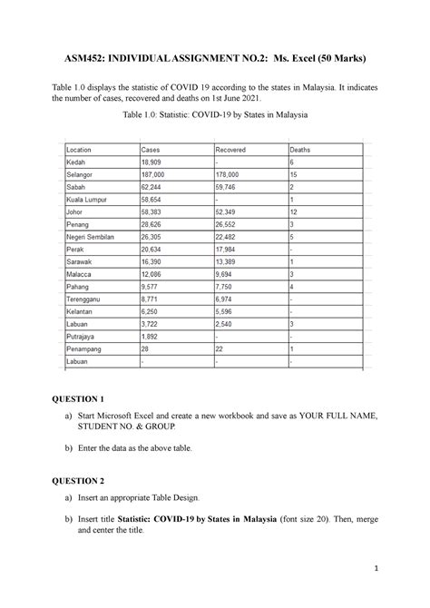 Individual Assignment Excel Questions Hands On Test Asm452